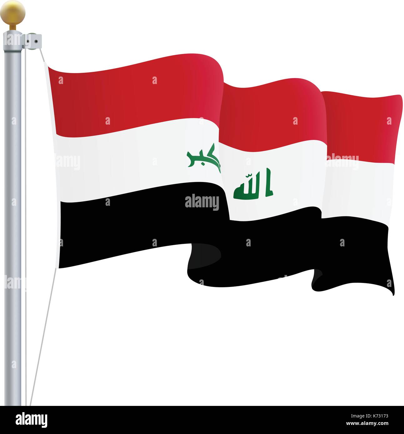 Waving Iraq Flag Isolated On A White Background. Vector Illustration ...