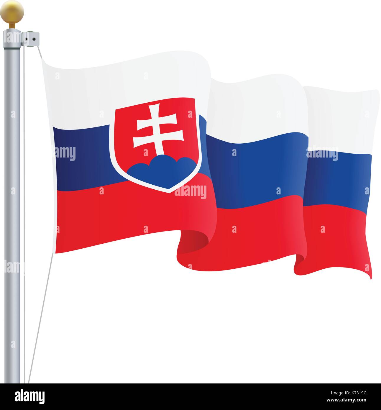Waving Slovakia Flag Isolated On A White Background. Vector ...