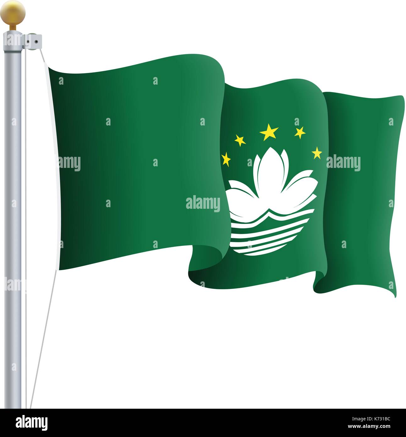 Waving Macau Flag Isolated On A White Background. Vector Illustration ...