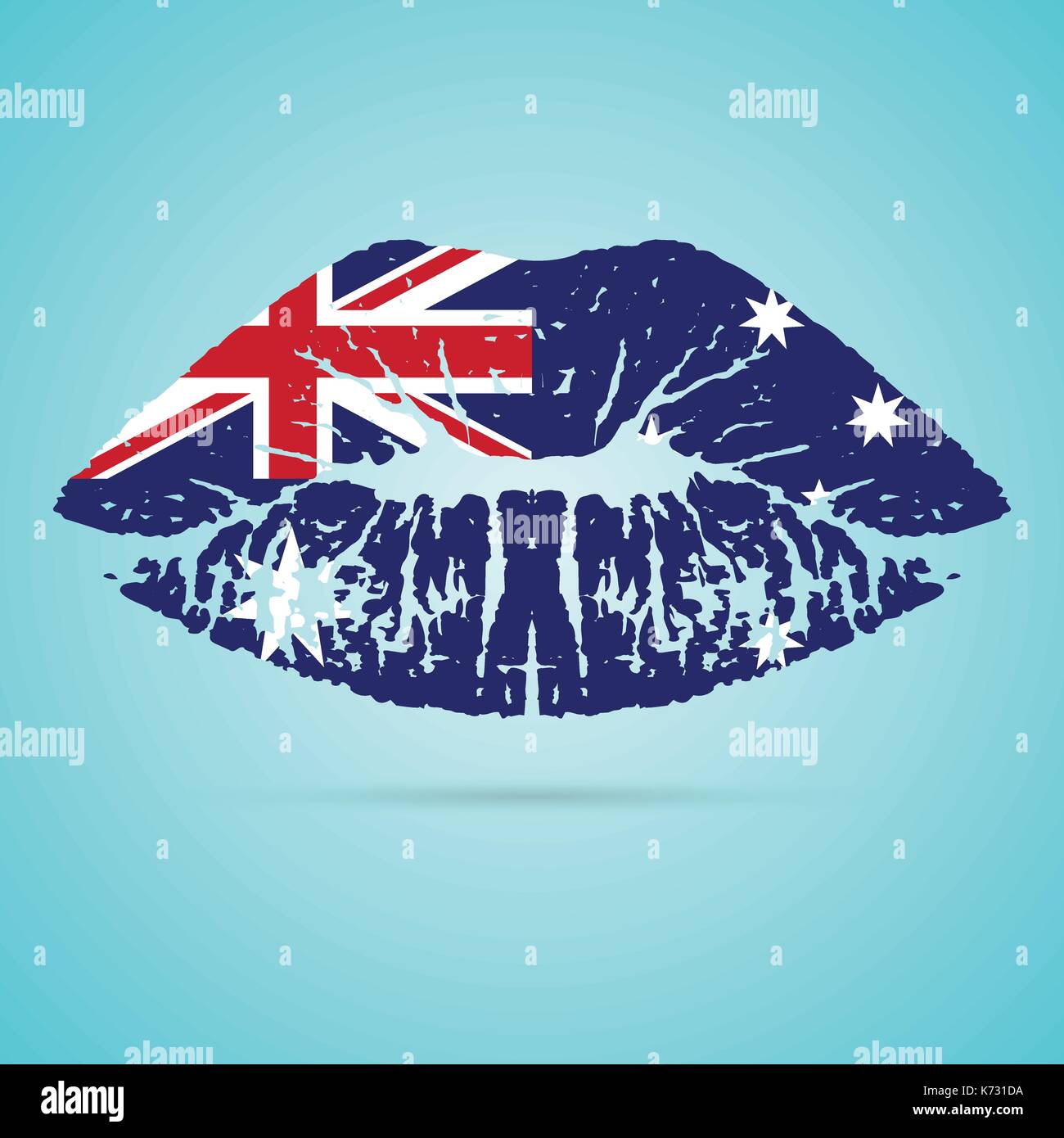 Australia Flag Lipstick On The Lips Isolated On A White Background ...