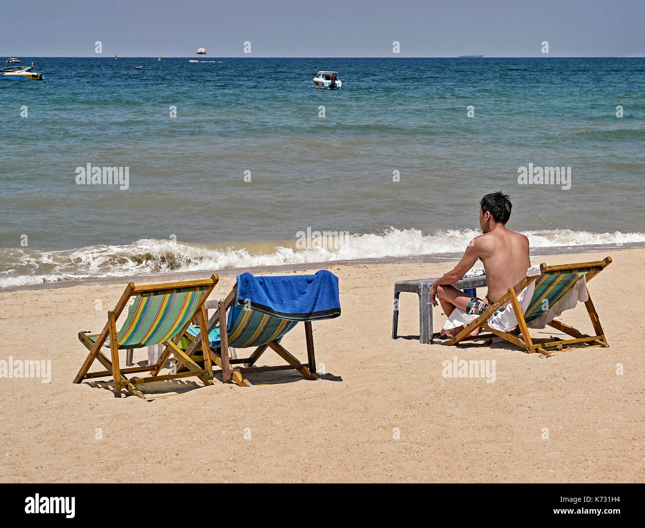 Man alone at the beach. Pattaya Thailand Southeast Asia. People ...
