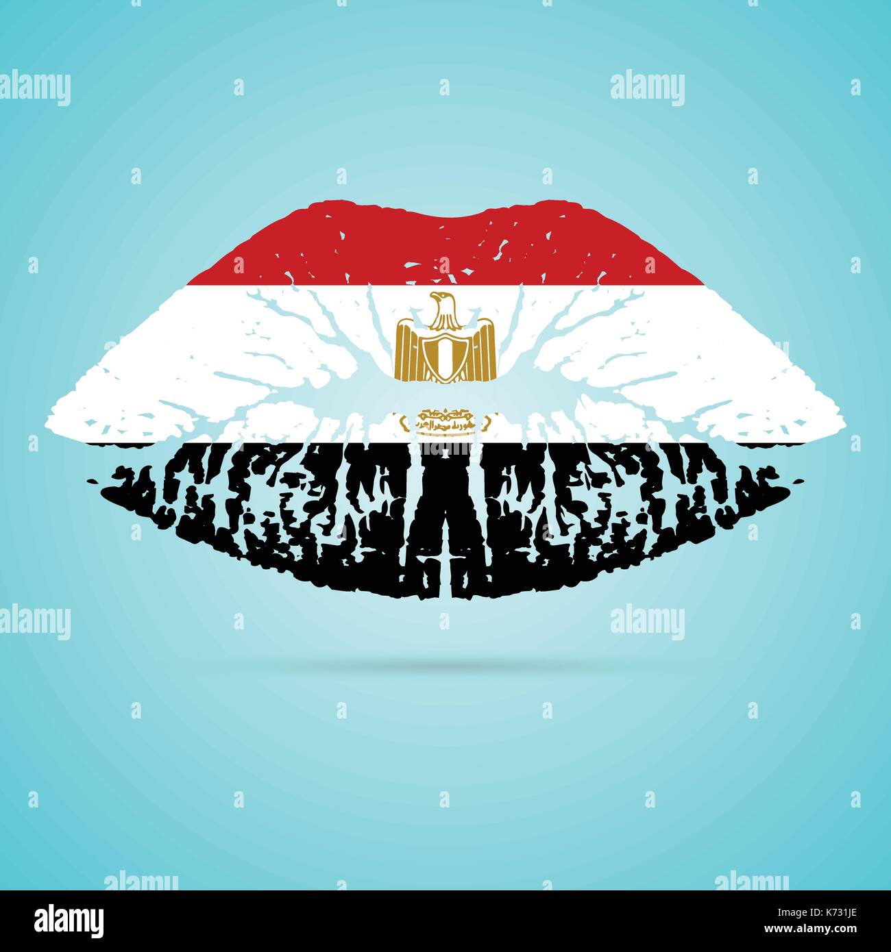 Egypt Flag Lipstick On The Lips Isolated On A White Background. Vector ...