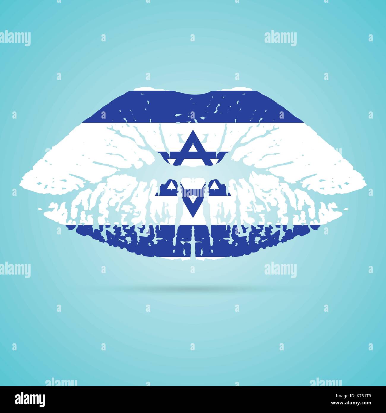 Israel Flag Lipstick On The Lips Isolated On A White Background. Vector ...