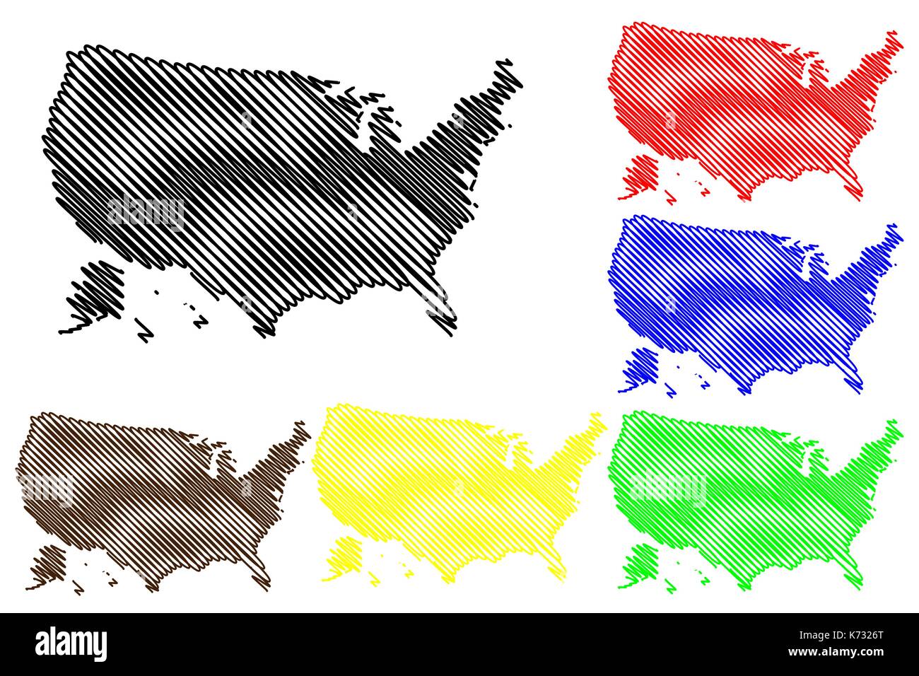 United States of America map vector illustration, scribble sketch USA ...