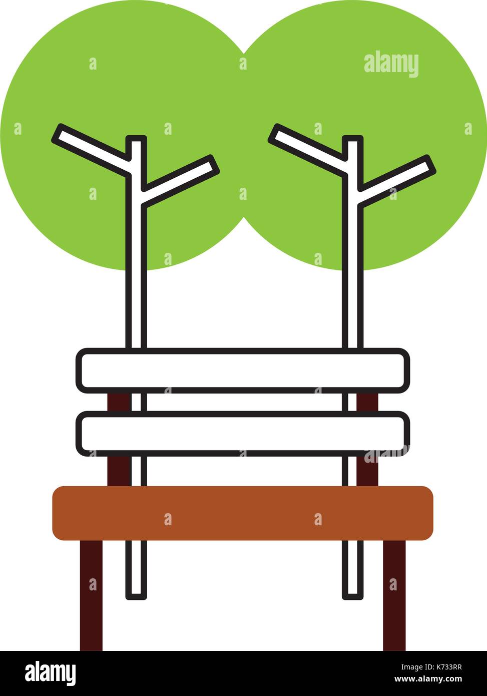 trees with bench park natural scene icon Stock Vector Image & Art - Alamy