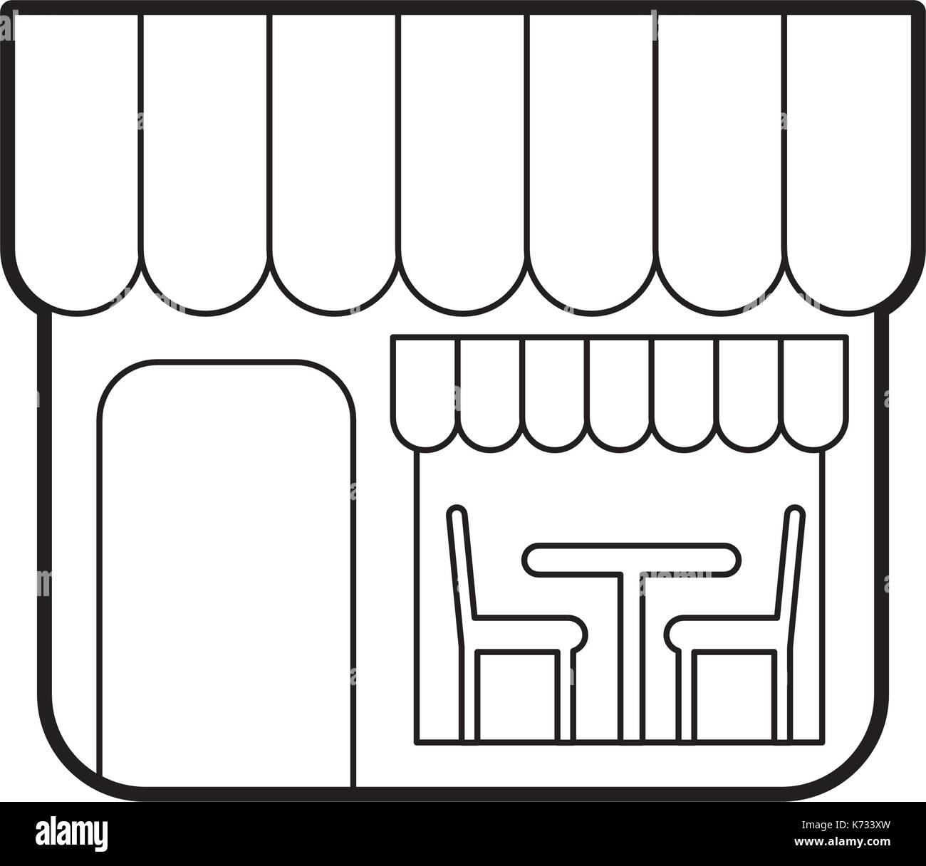 restaurant exterior window door chair table Stock Vector Image & Art ...