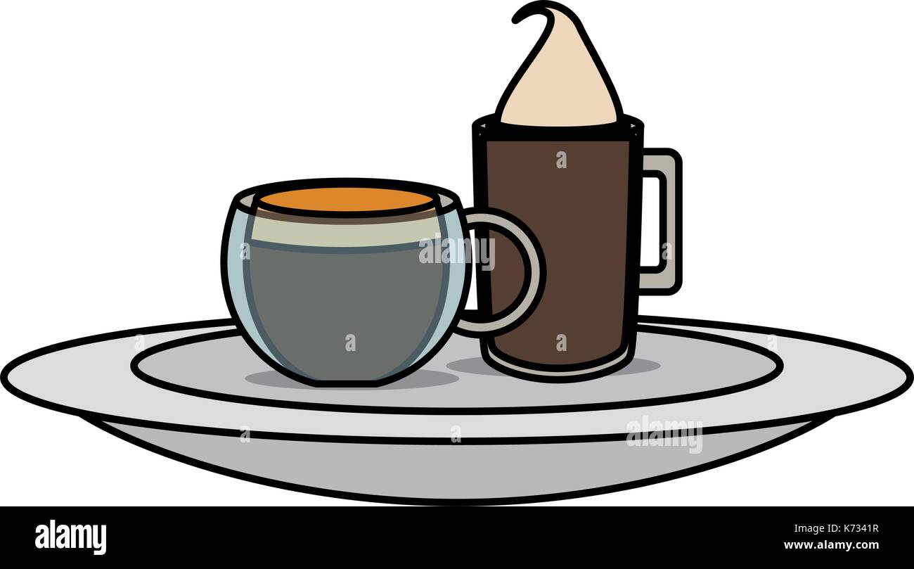 tray with coffee drinks icon over white background vector illustration ...