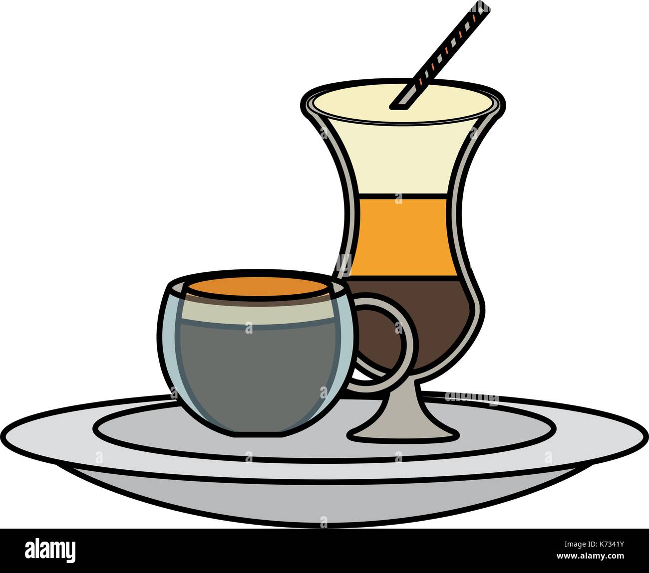 tray with coffee drinks icon over white background vector illustration ...