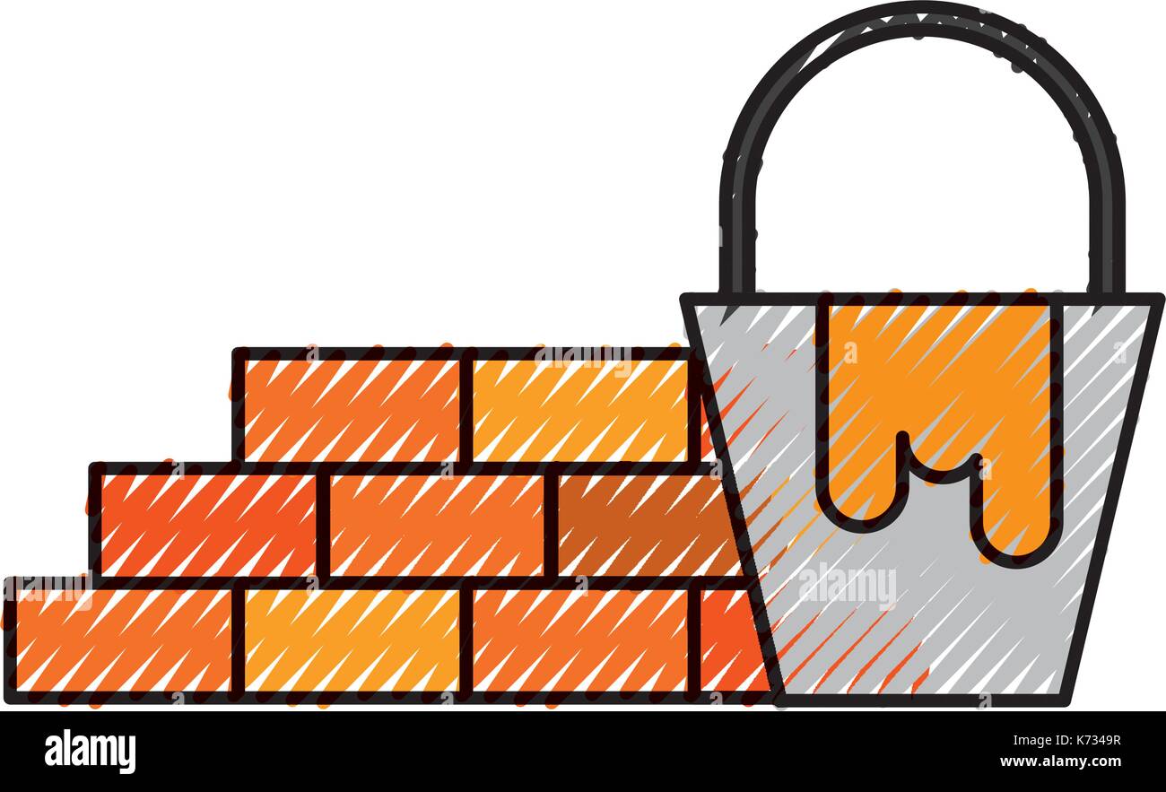 construction wall brick and bucket paint color Stock Vector Image & Art ...