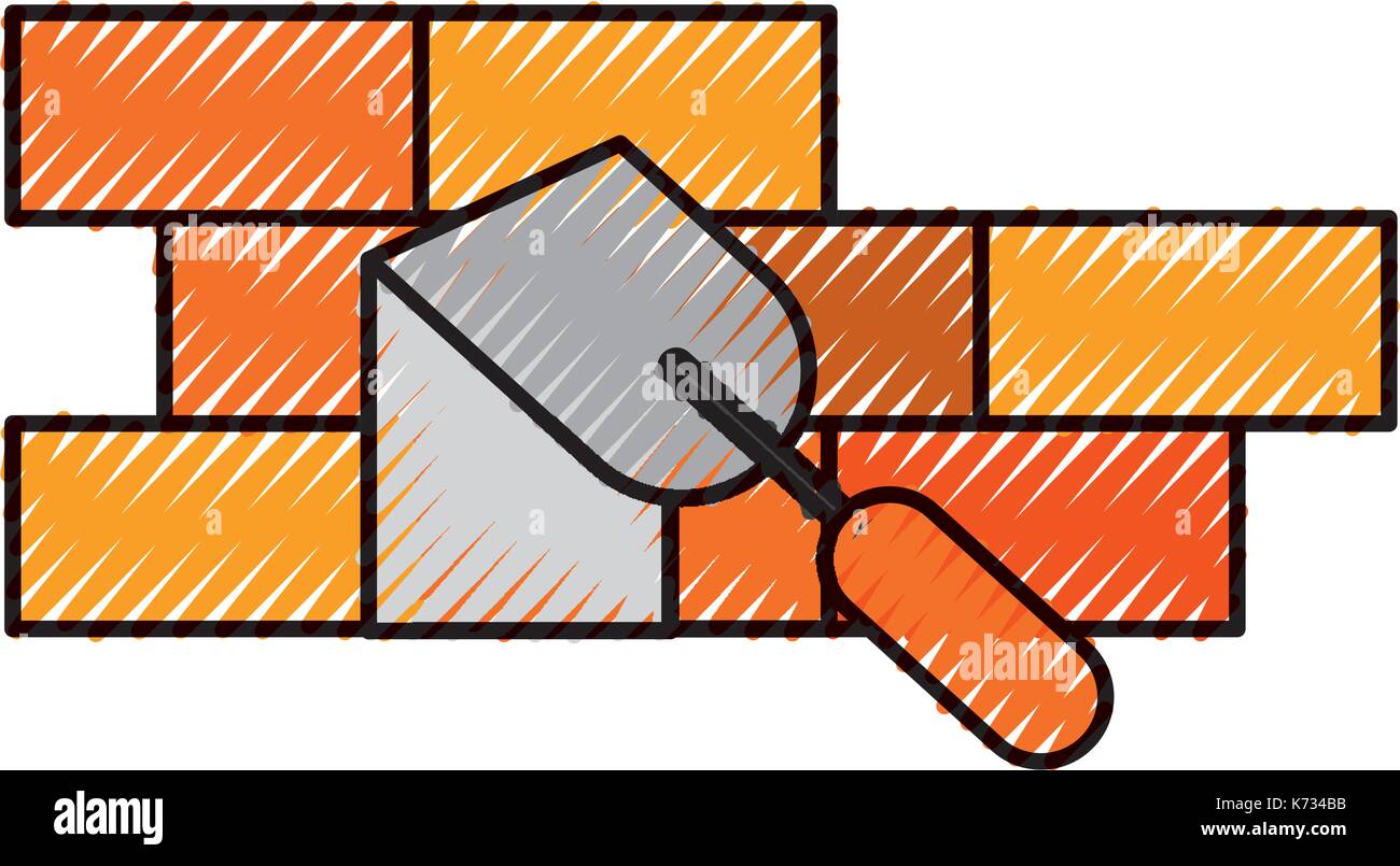 construction wall brick spatula work equipment Stock Vector Image & Art ...