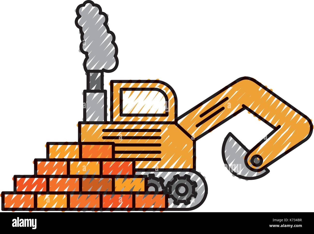 truck bulldozer machinery equipment construction Stock Vector Image ...