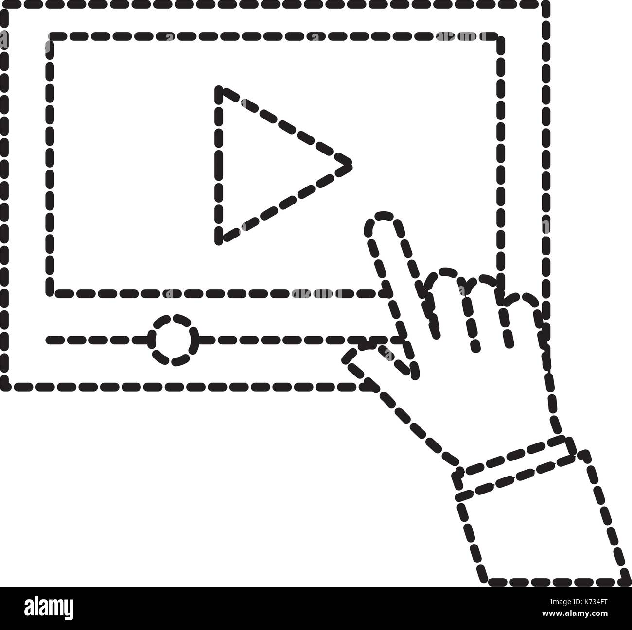 hand touchscreen table technology movie play button Stock Vector Image ...