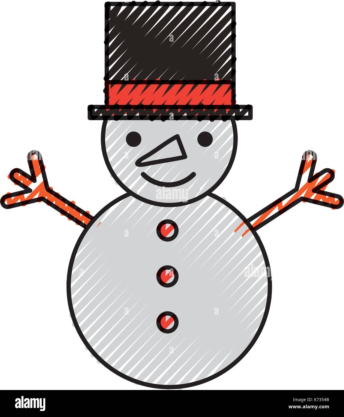 christmas cute funny snowman hands up isolated on white background ...