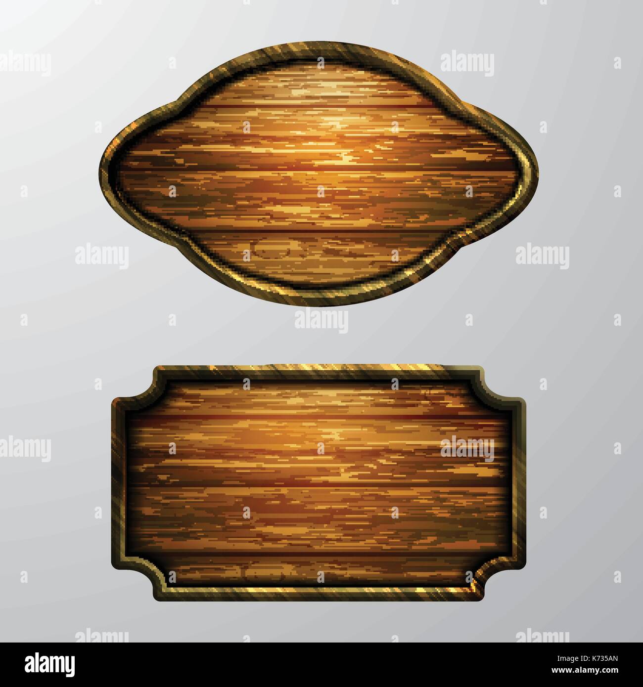 Wooden signs, vector icon set Stock Vector Image & Art - Alamy