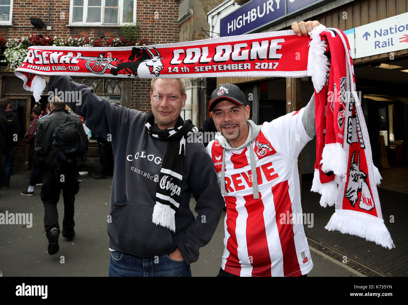 FC Koln fans outside Higbury and Islington underground station prior to ...