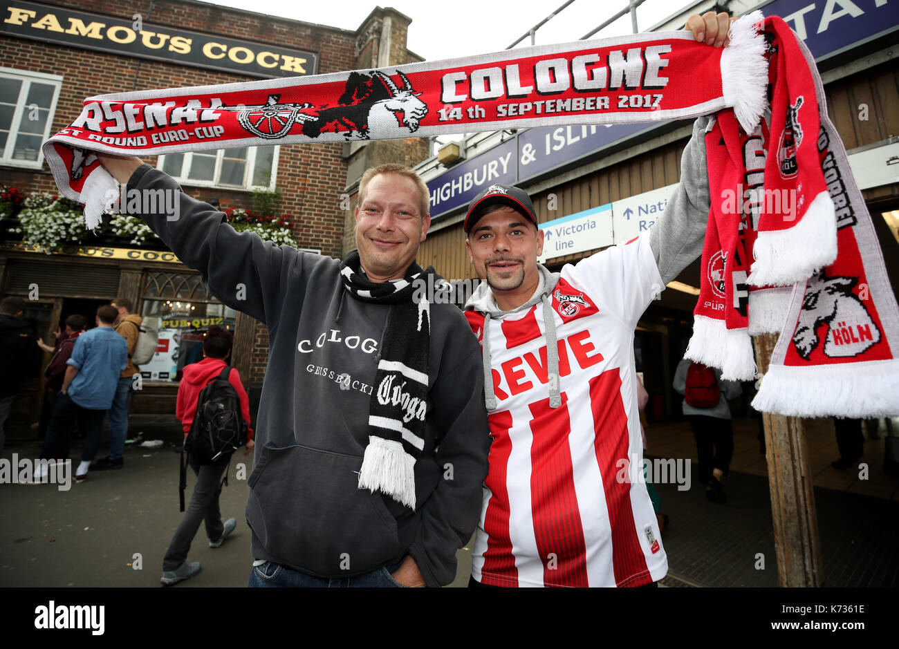 FC Koln fans outside Higbury and Islington underground station prior to ...