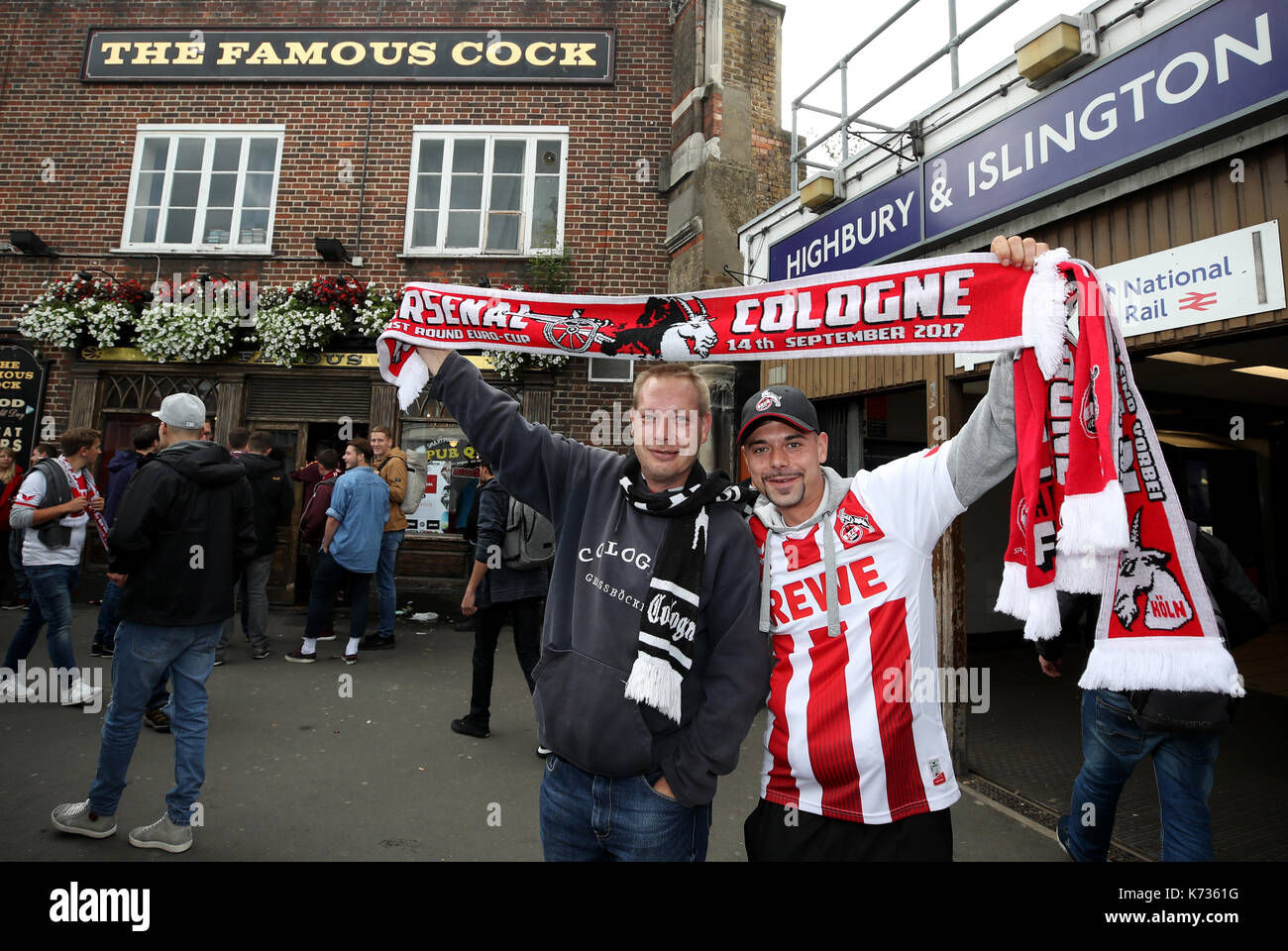 FC Koln fans outside Higbury and Islington underground station prior to ...