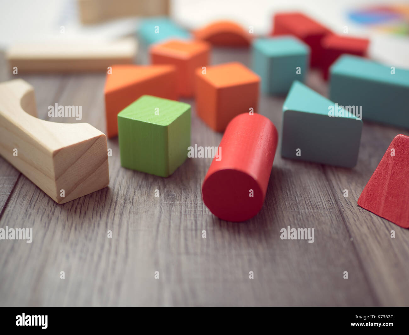 Wooden toy blocks background Stock Photo - Alamy