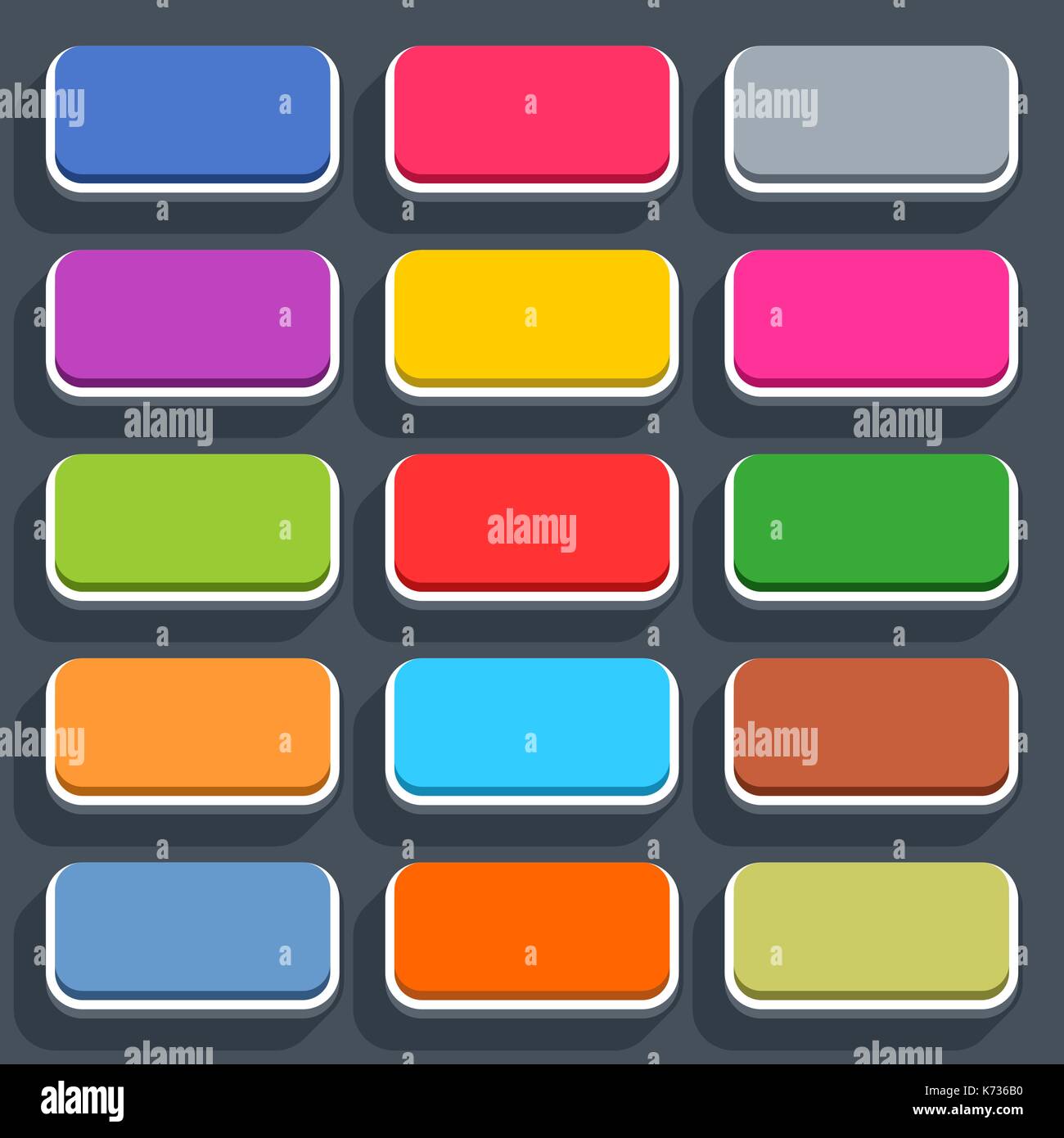 15 3d blank icon in flat style. Set 02 inactive variant . Colored satin ...