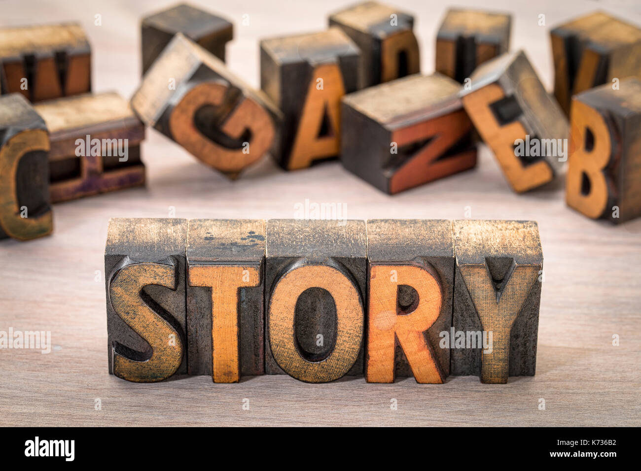 story word abstract - text in vintage letterpress wood type blocks ...
