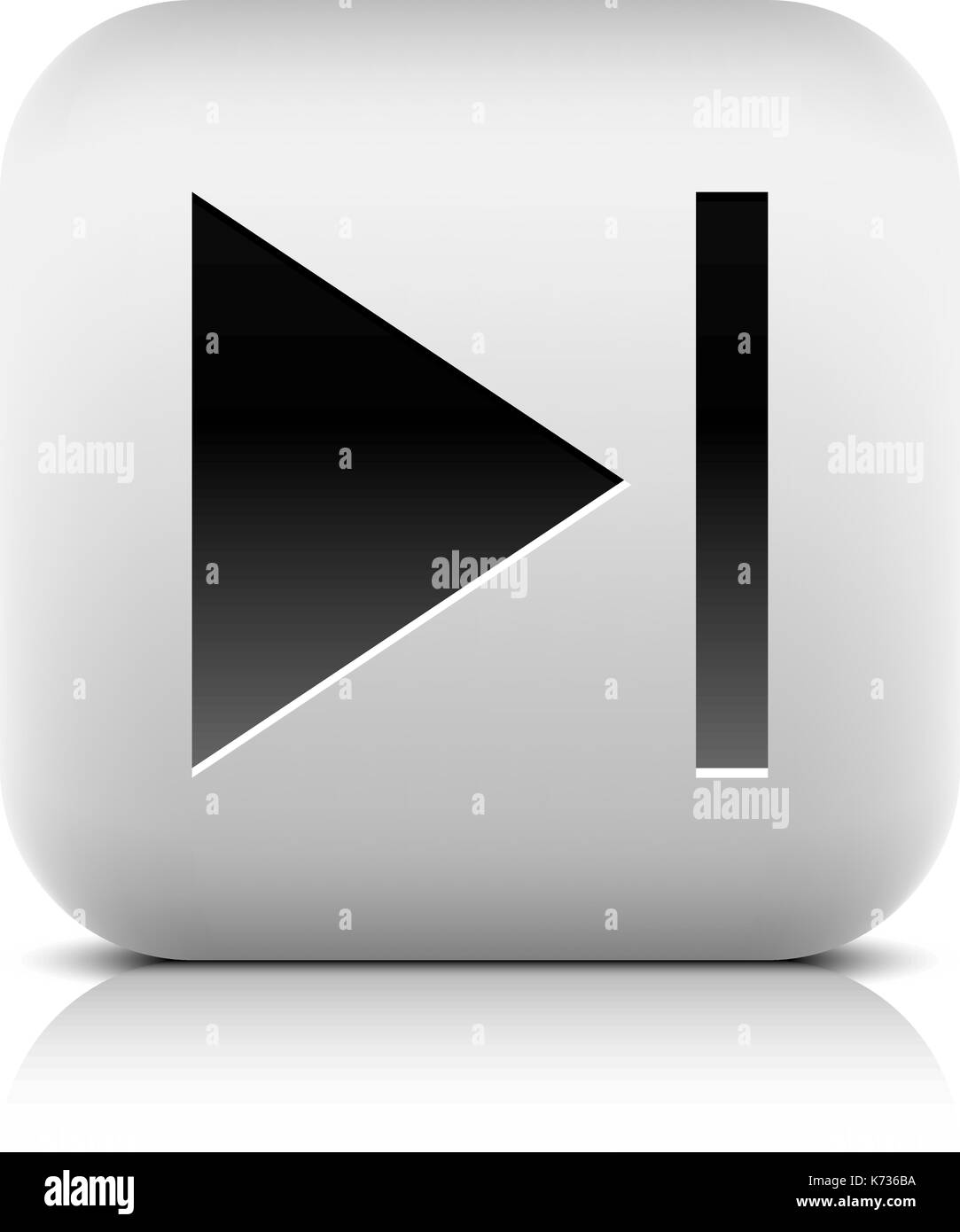 Media player icon with next sign. Rounded square web button with black ...