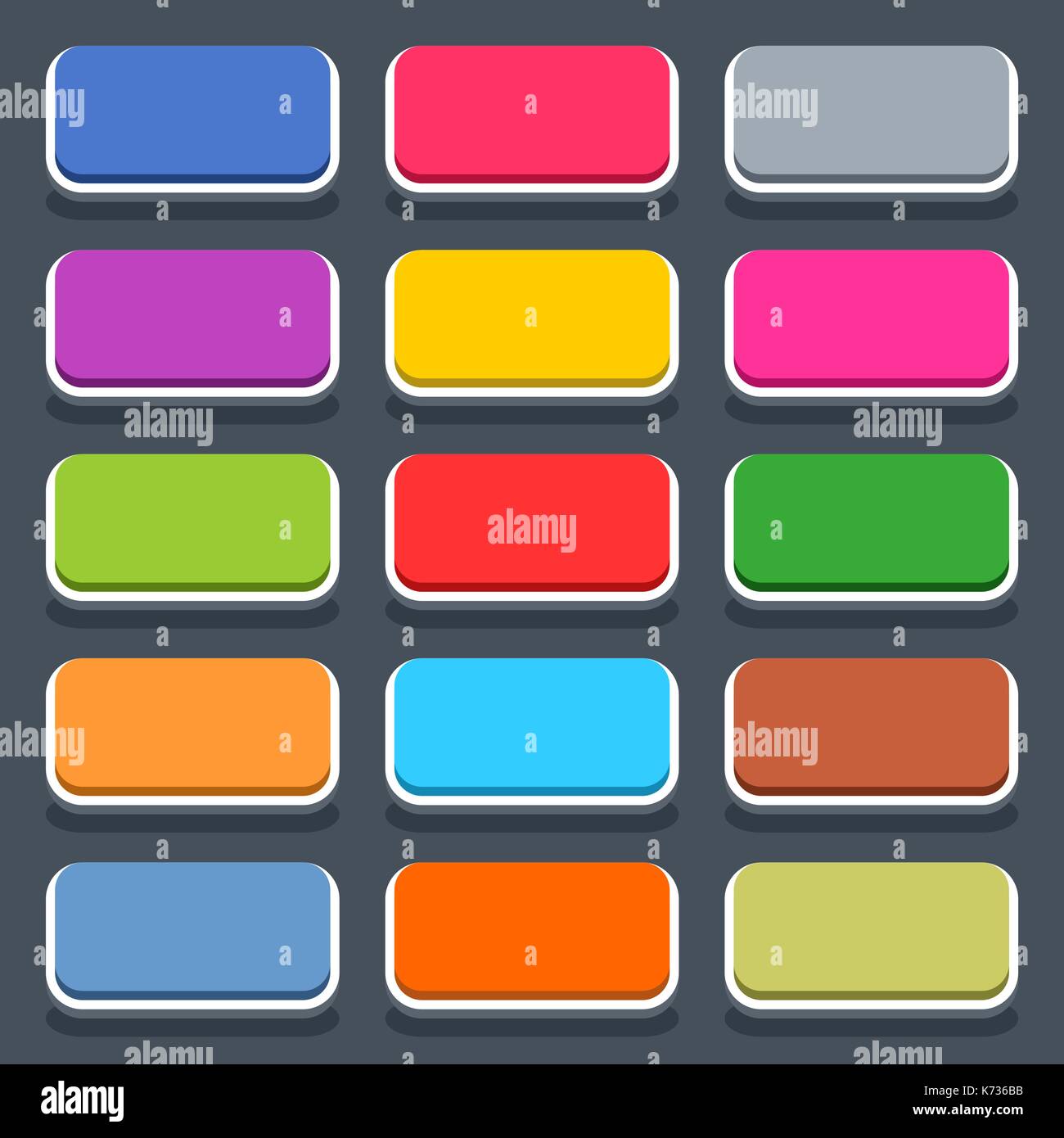 15 3d blank icon in flat style. Set 01 inactive variant . Colored satin ...