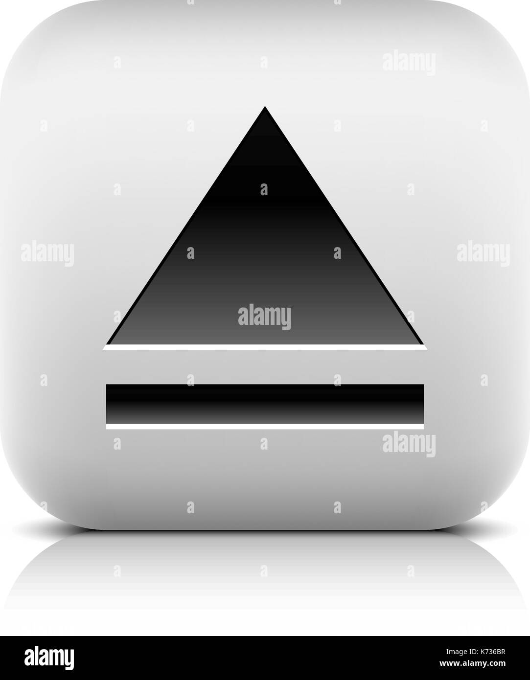 Media player icon with eject sign. Rounded square web button with black ...