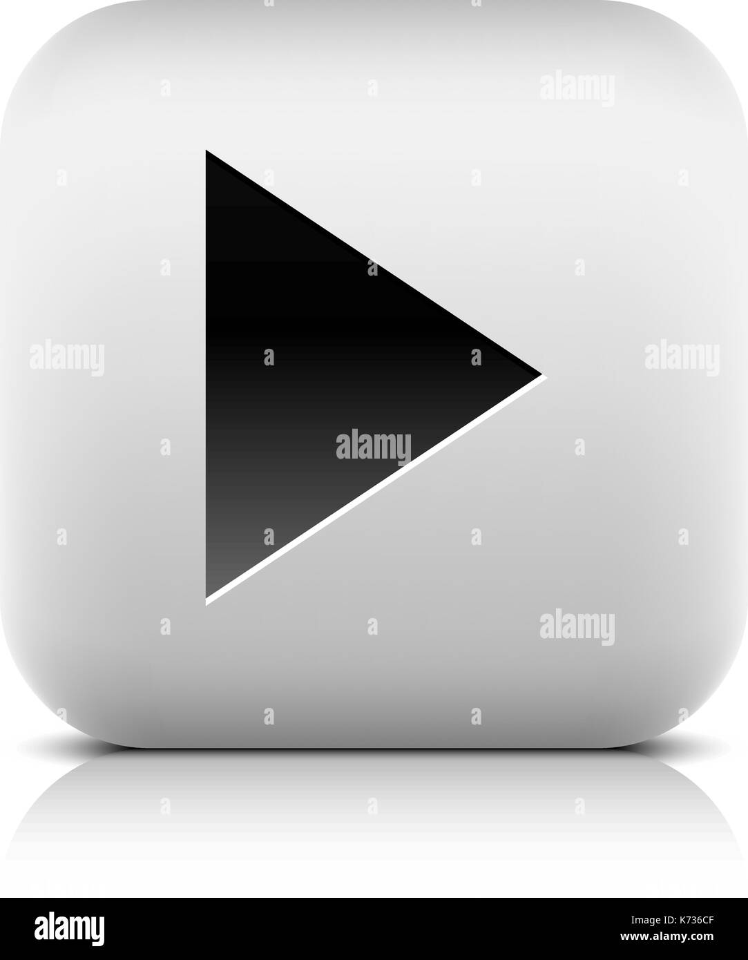 Media player icon with play sign. Rounded square web button with black ...