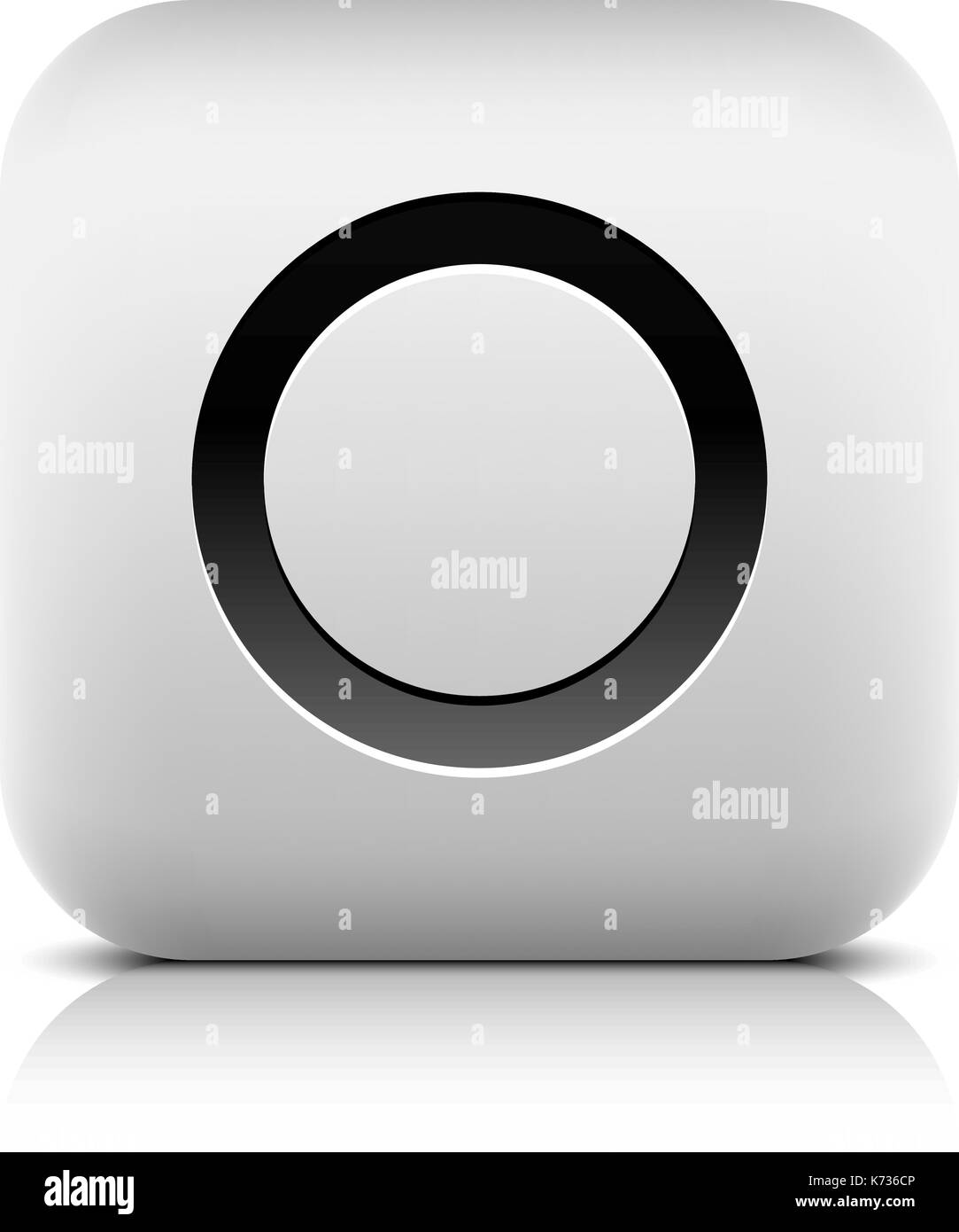 Media player icon with record sign. Rounded square web button with ...