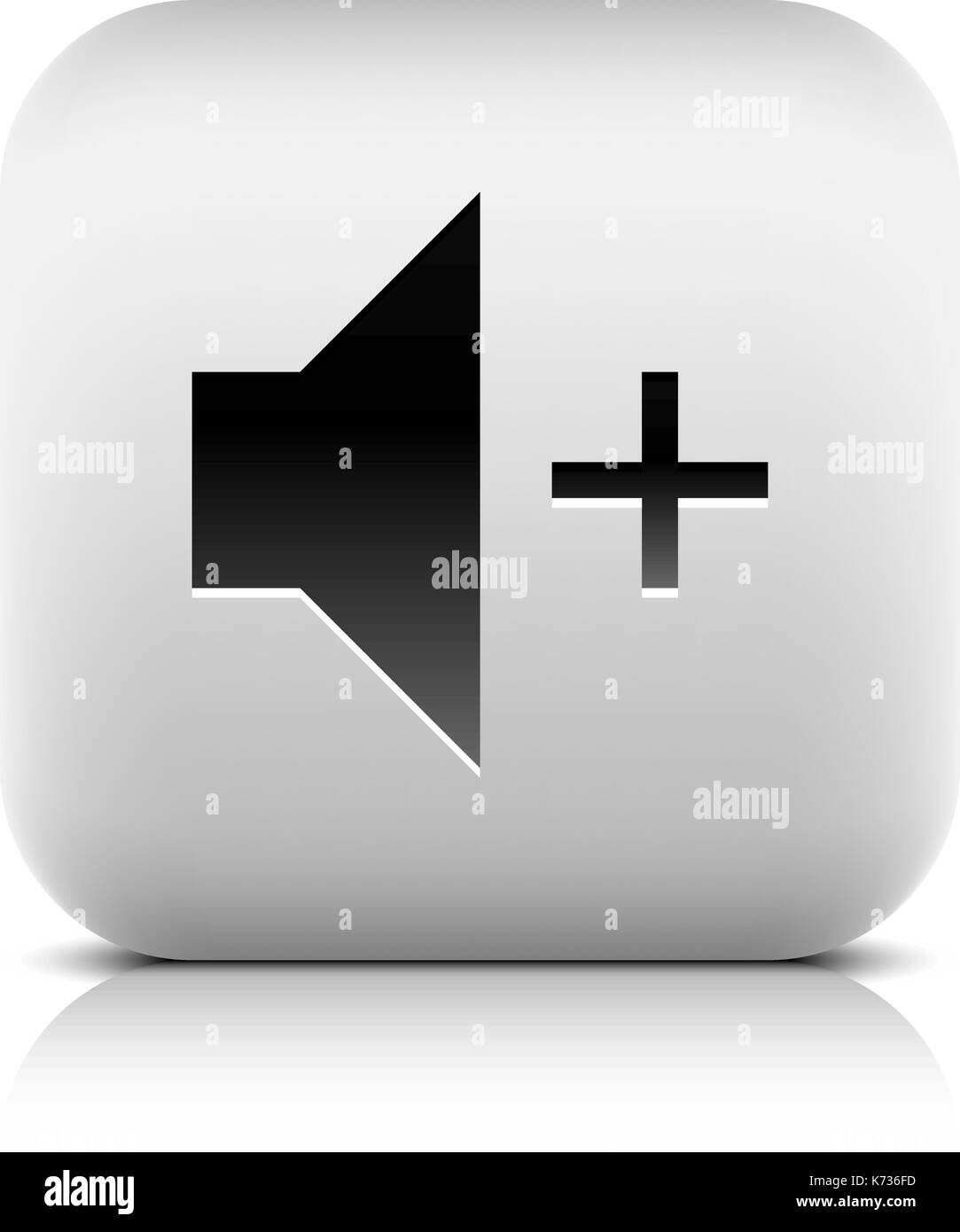 Media player icon with volume increase sign. Rounded square web button ...