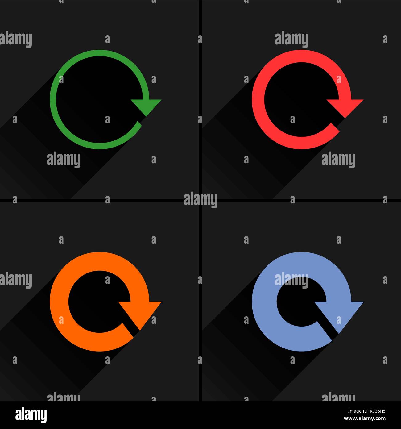 4 arrow icon. Set 01. Reload, refresh, rotation, reset, repeat sign. Color pictogram with black ...
