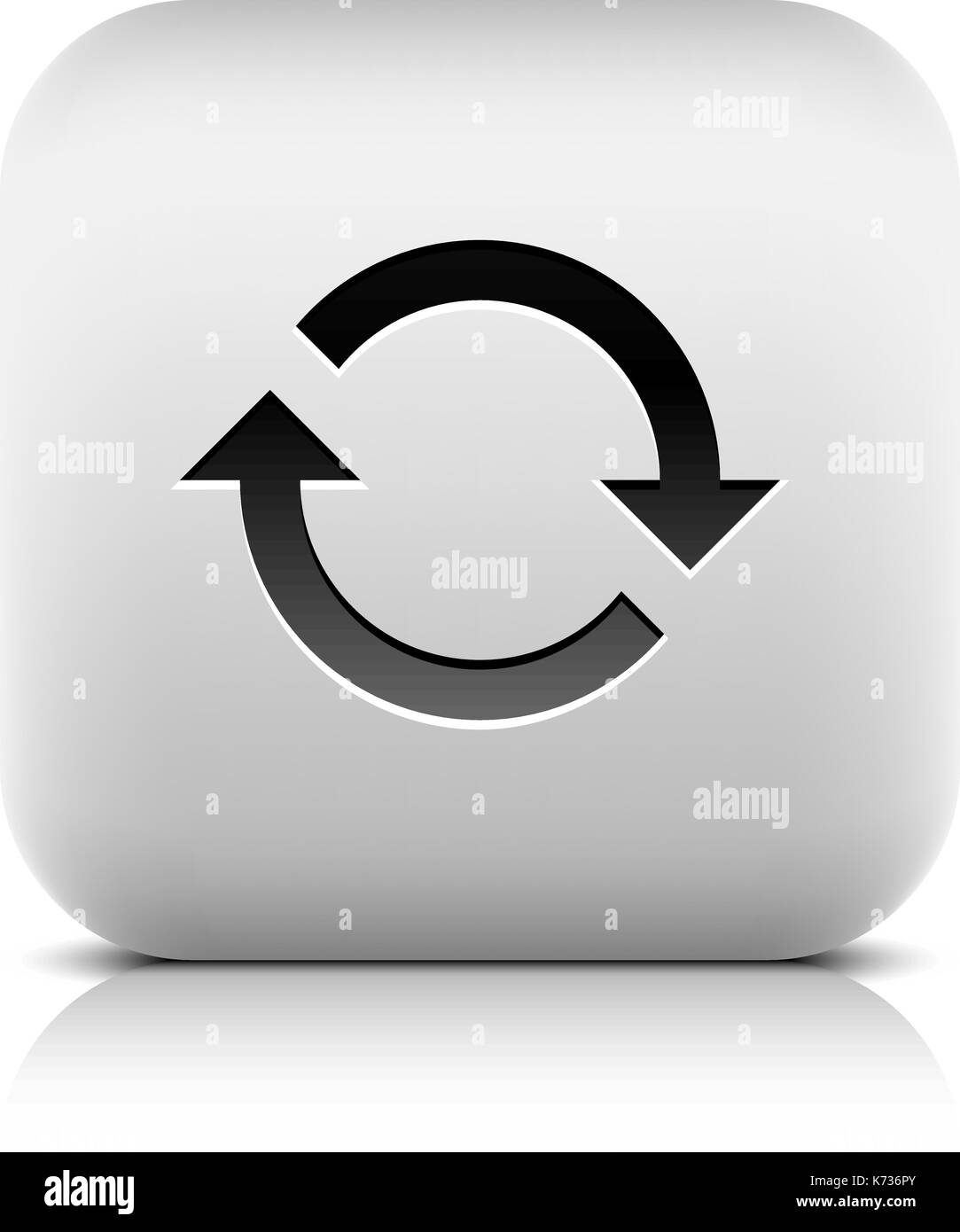 Black arrow icon. Reload, rotation, reset, loop, refresh sign. Rounded square web button gray ...