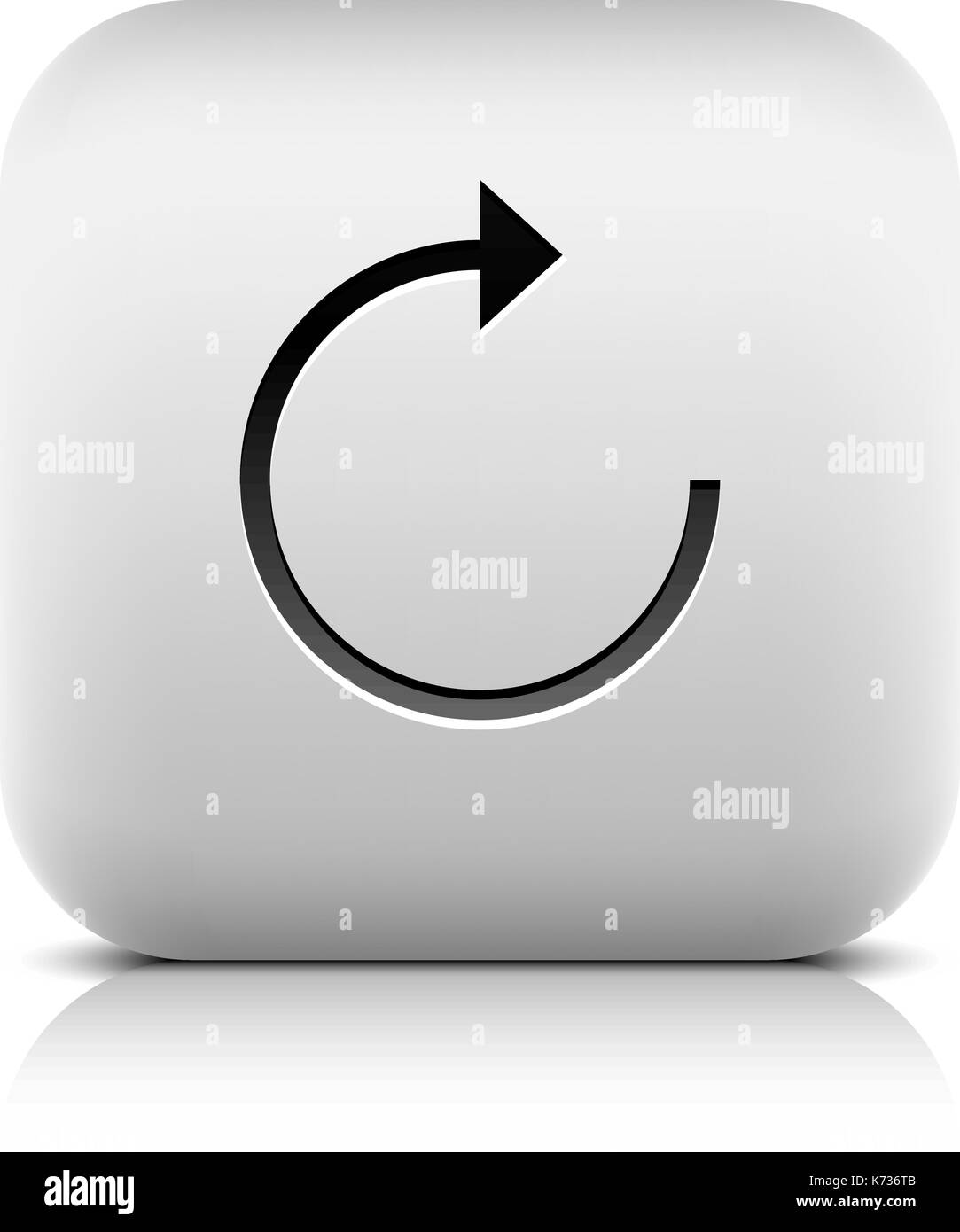 Arrow black sign. Rotation, reset, loop, refresh, reload icon. Series in a stone style. Rounded ...