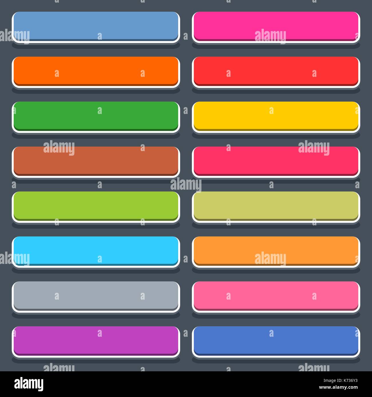 16 3d blank icon in flat style. Set 01 inactive variant . Colored ...