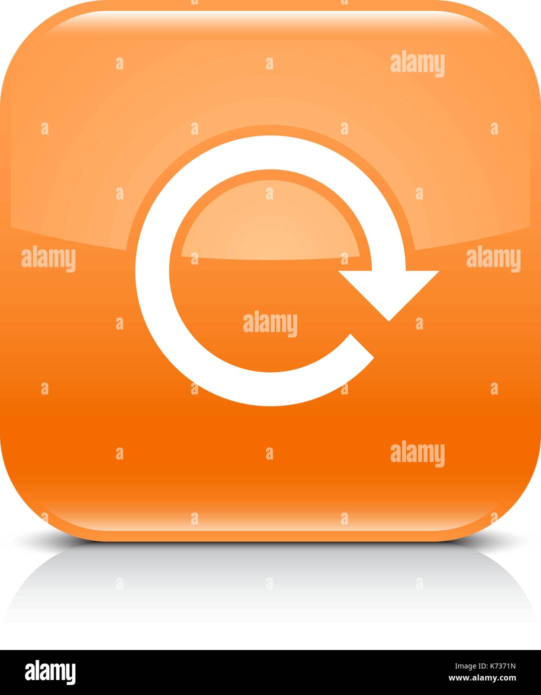 Orange icon with white arrow repeat, reload, refresh, rotation sign ...