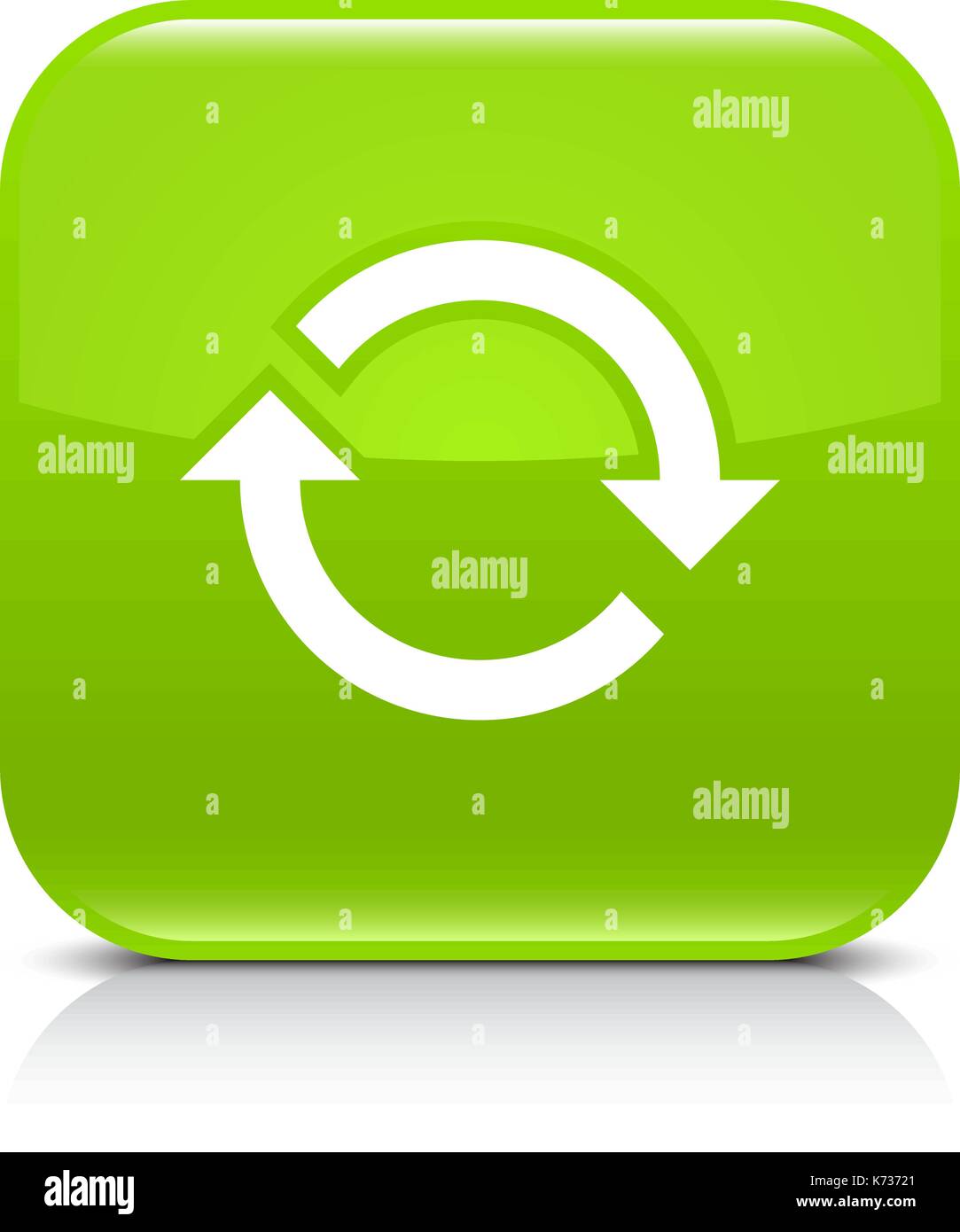 Green icon with white arrow repeat, reload, refresh, rotation sign. Set ...