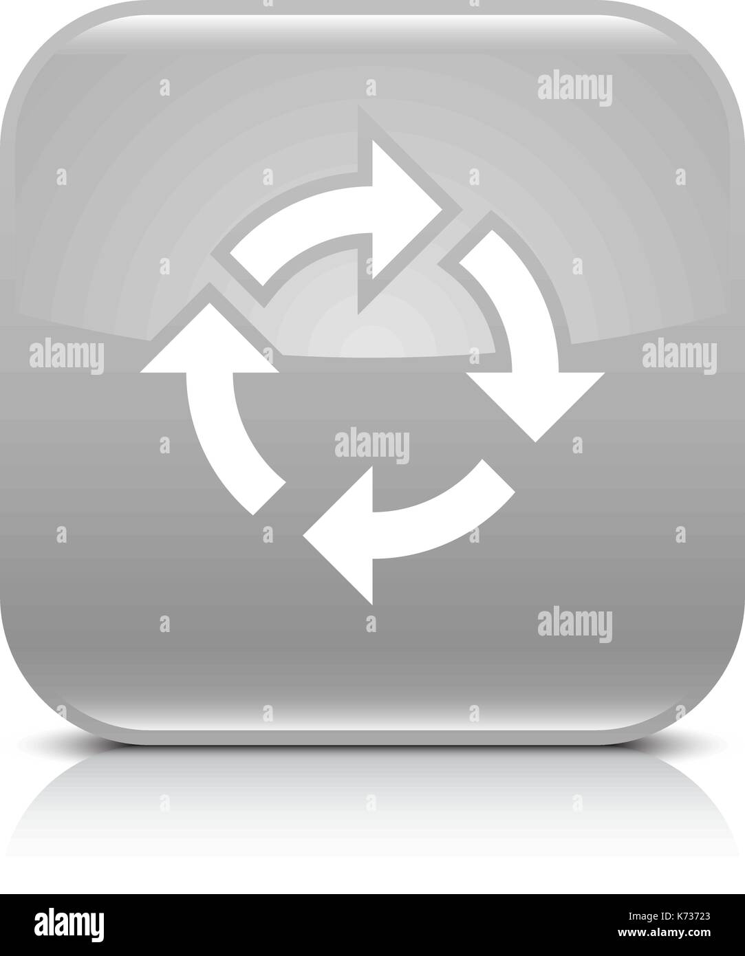 Gray icon with white arrow repeat, reload, refresh, rotation sign. Set ...