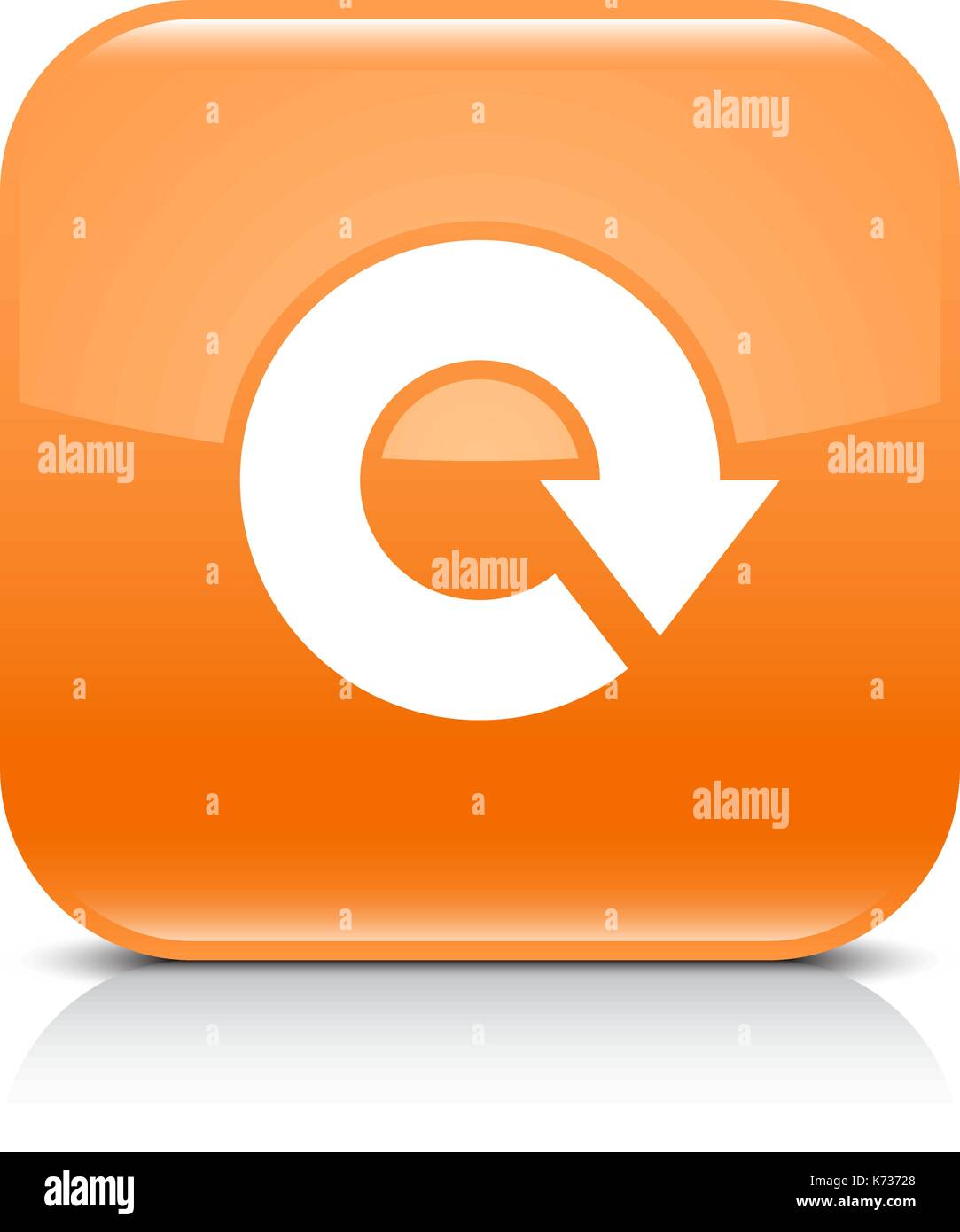 Orange icon with white arrow repeat, reload, refresh, rotation sign ...