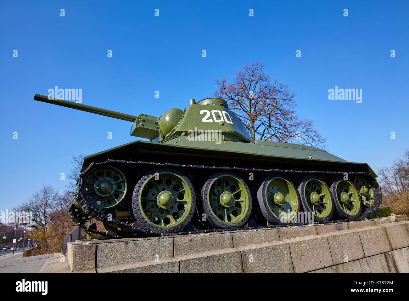 Soviet tank memorial in Berlin. Architectural detail of the Soviet War ...