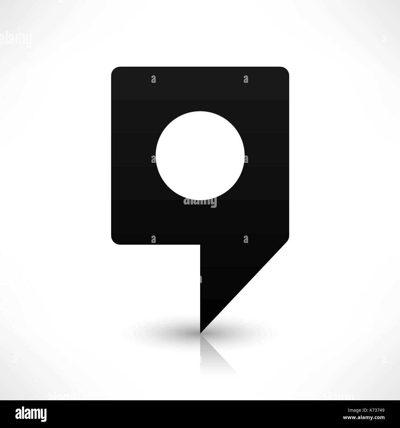 Black blank rounded square map pins sign location icon with circle ...