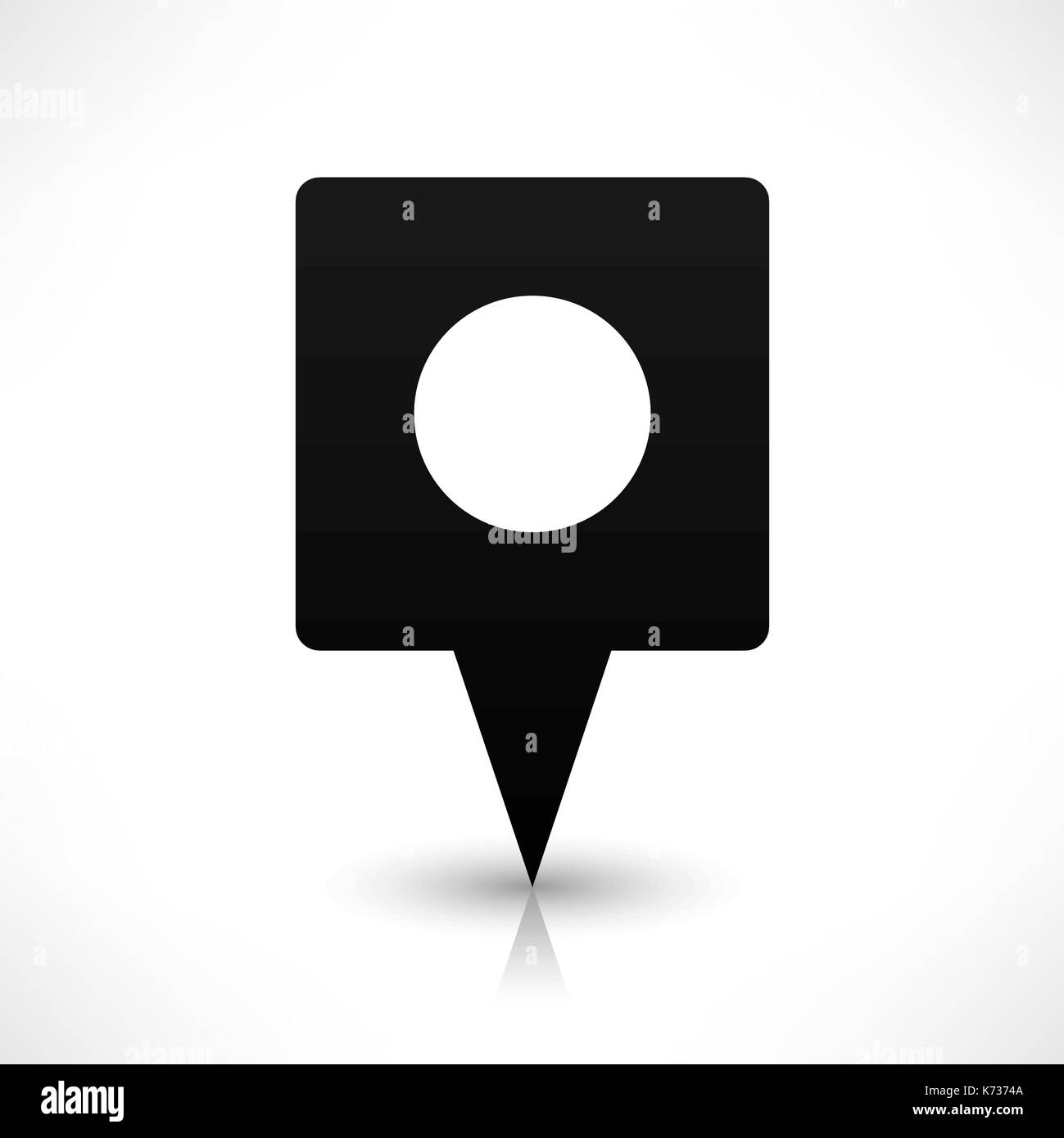 Black blank rounded square map pins sign location icon with circle ...