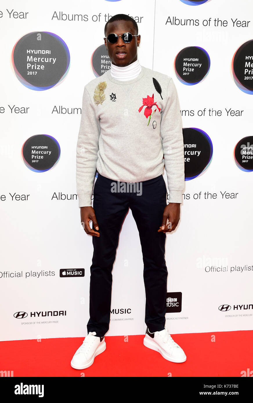 J Hus attending the 2017 Hyundai Mercury Music Prize ceremony at the ...