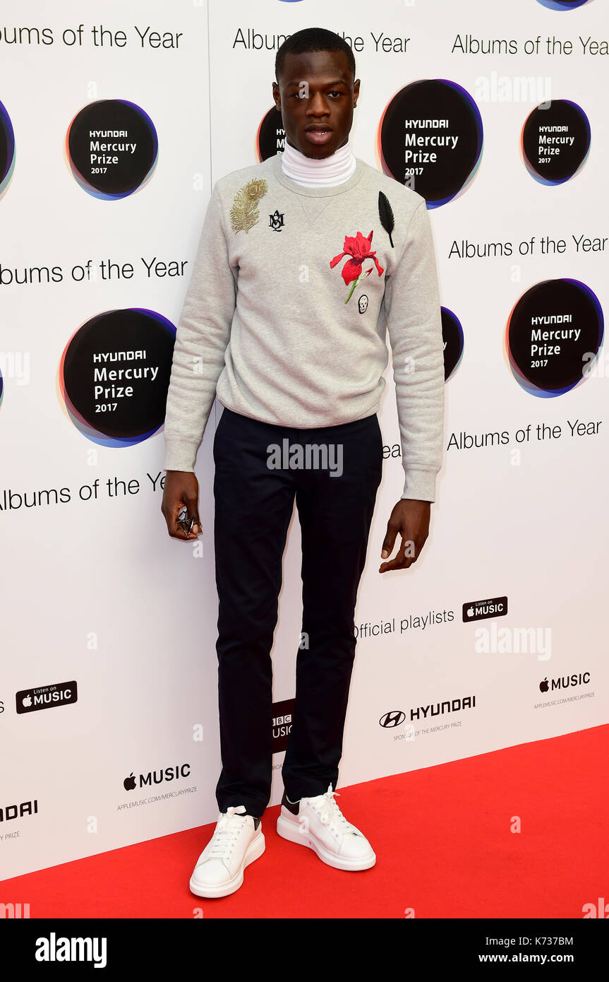 J Hus attending the 2017 Hyundai Mercury Music Prize ceremony at the ...