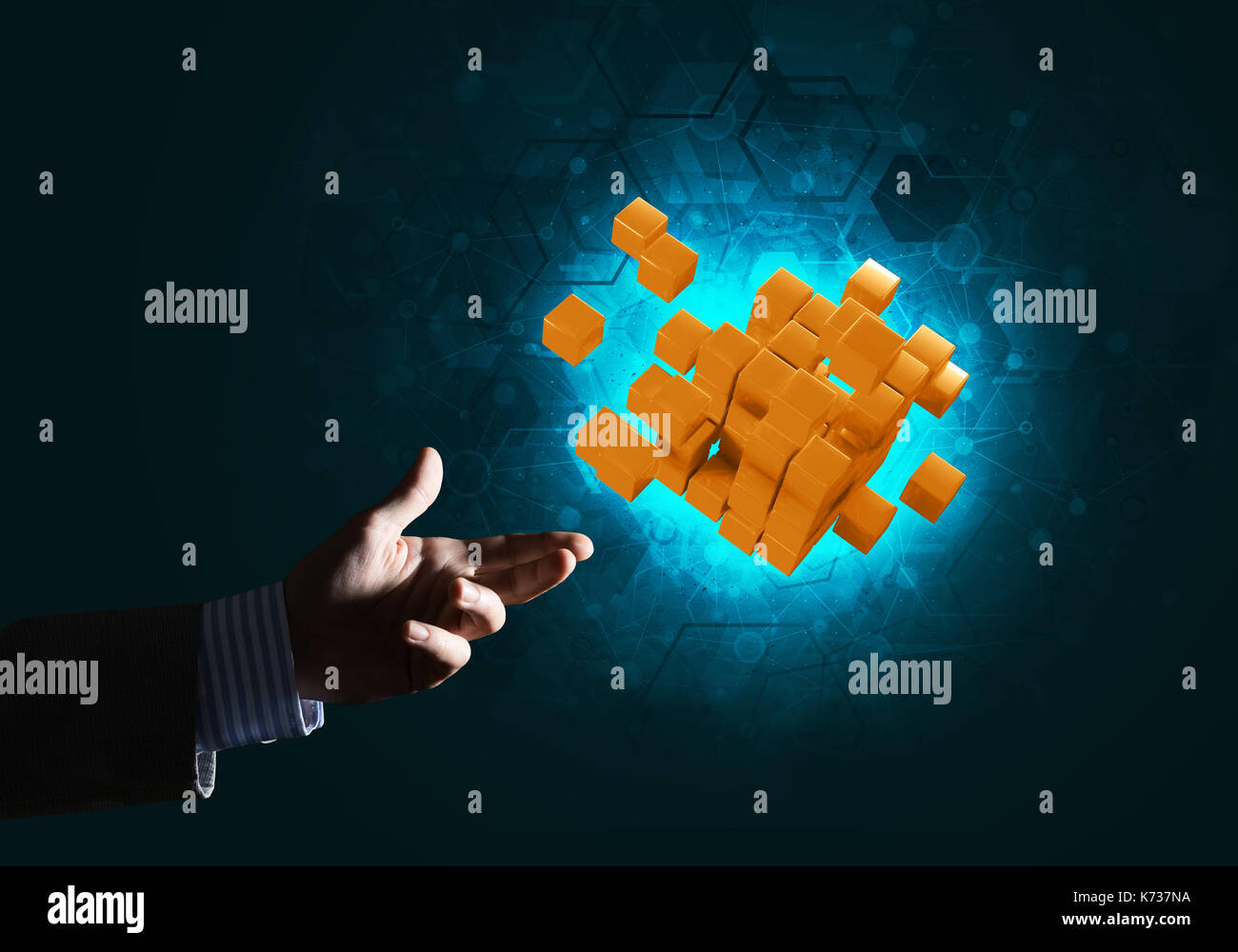 Idea of new technologies and integration presented by cube figure Stock ...