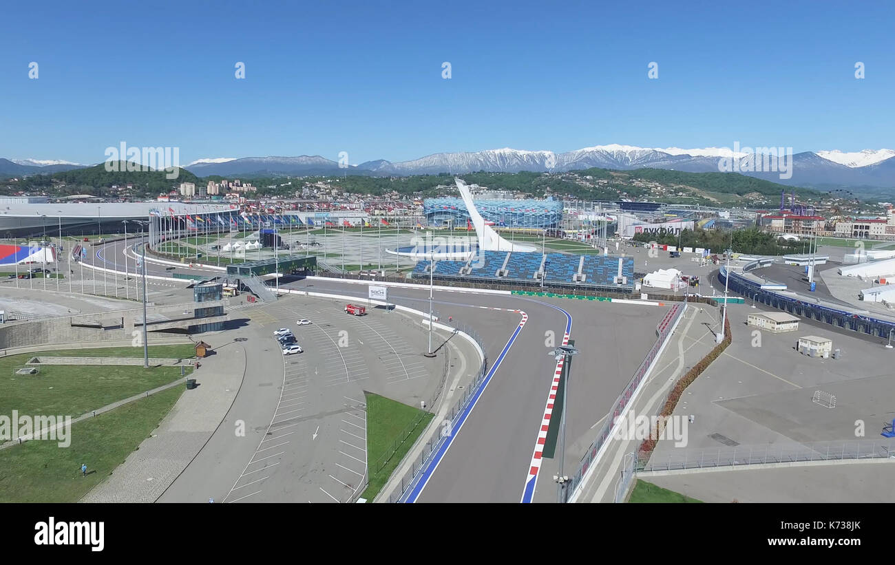 The formula 1 track in Sochi, the Olympic village in Sochi. Building ...