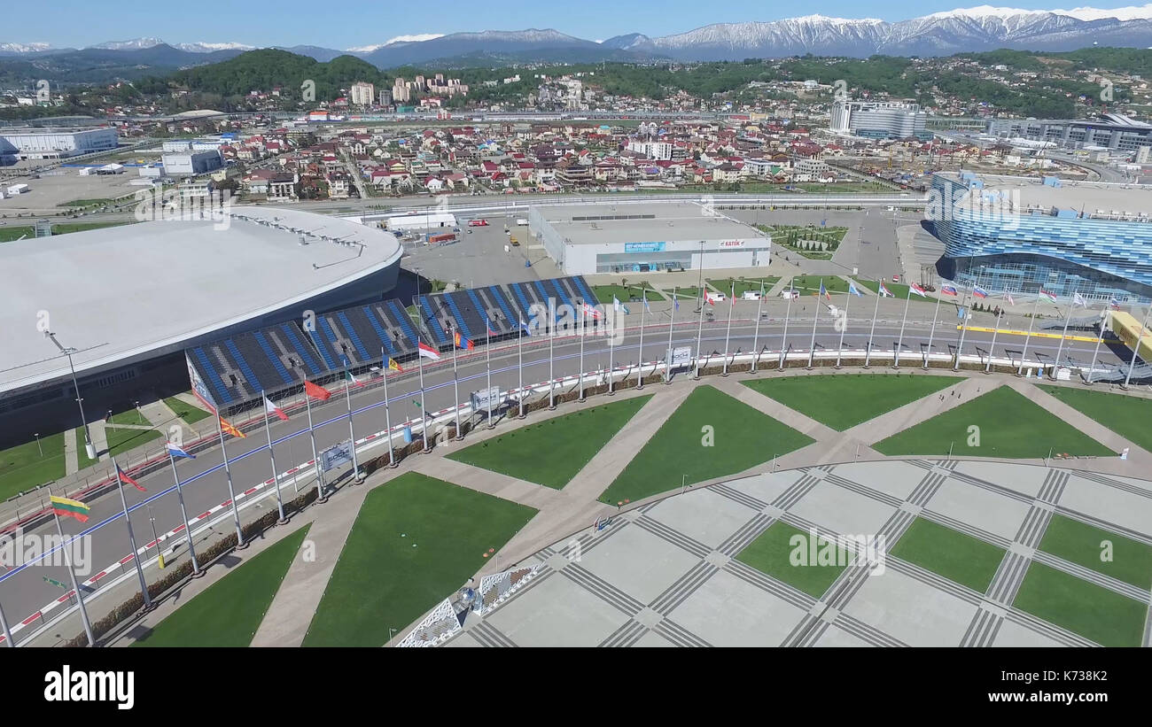 The formula 1 track in Sochi, the Olympic village in Sochi. Building ...