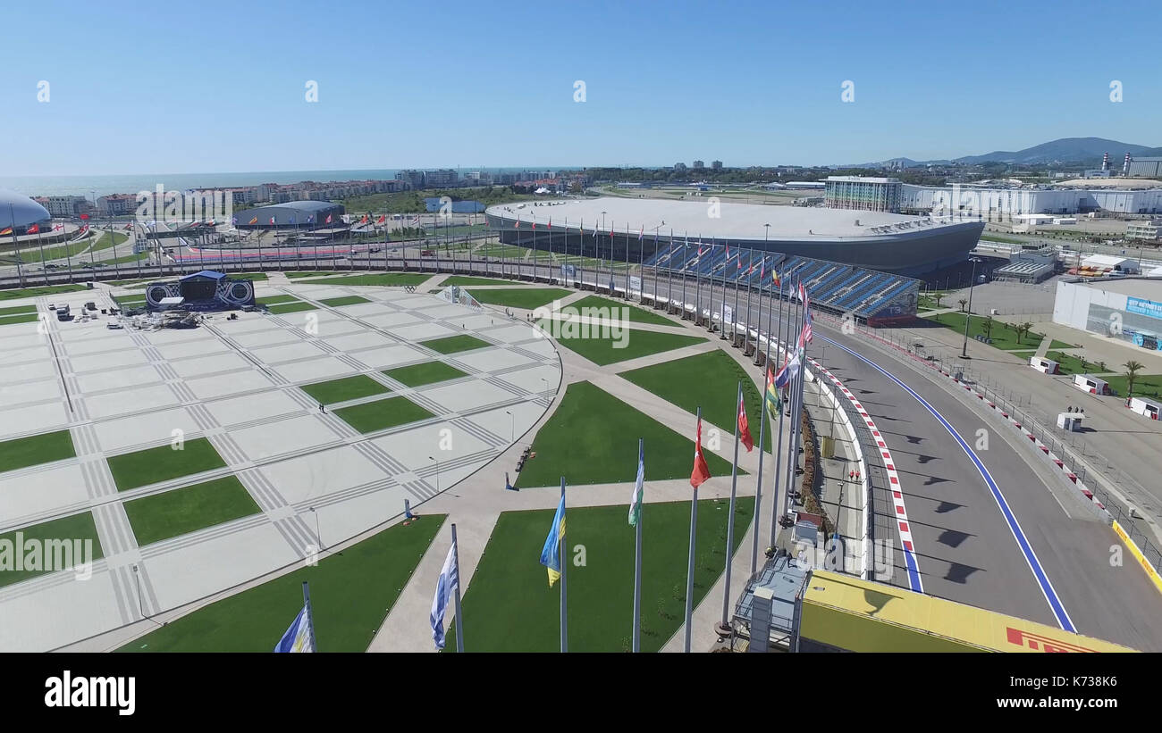 The formula 1 track in Sochi, the Olympic village in Sochi. Building ...