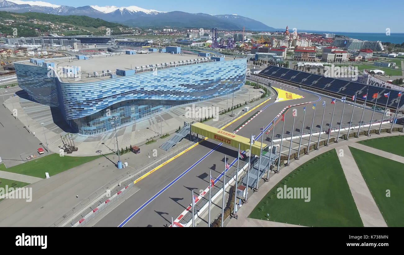 The formula 1 track in Sochi, the Olympic village in Sochi. Building ...