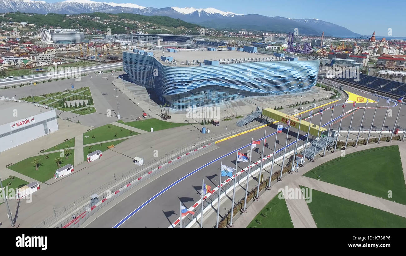 The formula 1 track in Sochi, the Olympic village in Sochi. Building ...