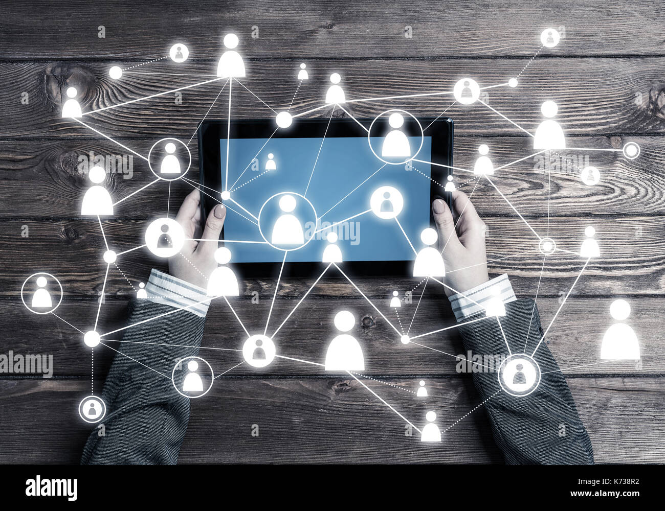 Concept of social communication and networking with social conne Stock ...